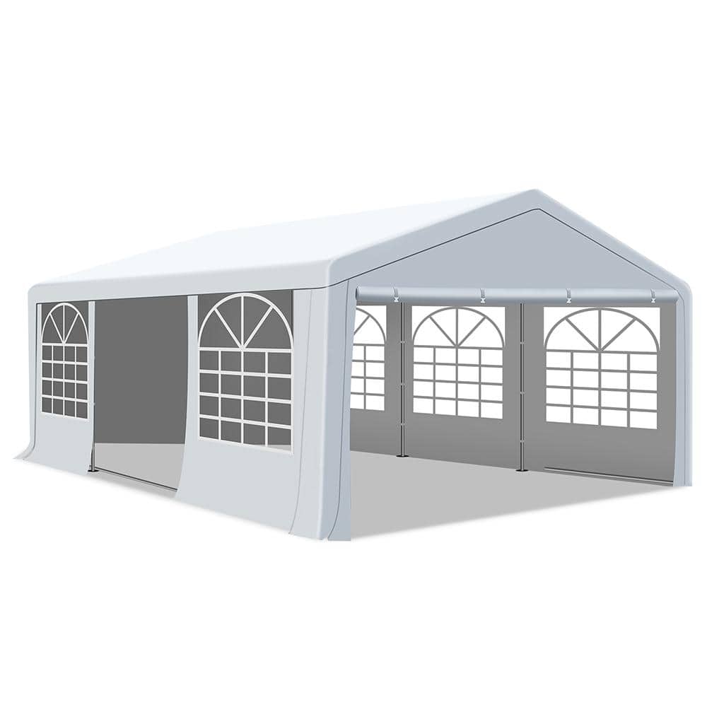 COVERONICS Outdoor 20 ft. x 20 ft. White Galvanized Steel Party Tent ...