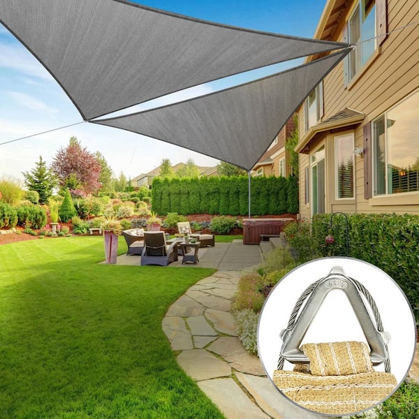COLOURTREE Pro Ring Triangle 26 ft. x 26 ft. x 26 ft. Grey Sun Shade ...