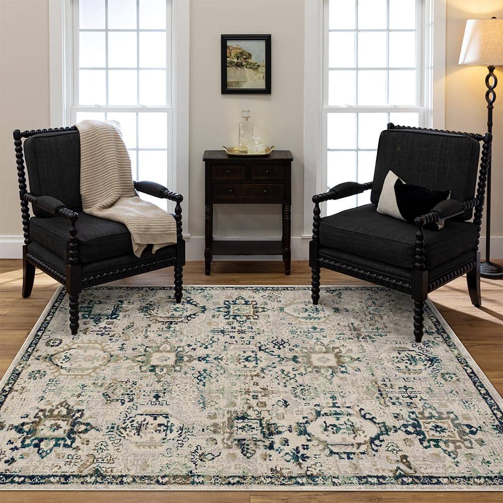Home Decorators Collection Medallion Cream 7 ft. 10 in. x 10 ft. Indoor ...