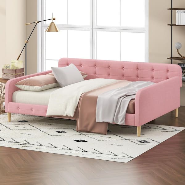 Nestfair Pink Queen Size Daybed with 4 Support Legs DBWD0150H - The ...
