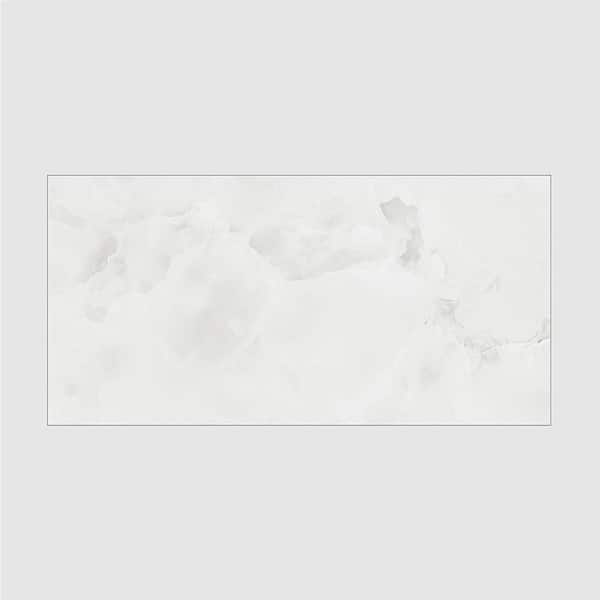 Rectangle 24 in. x 48 in. Matte Gray Marble Look Porcelain Floor/Wall ...