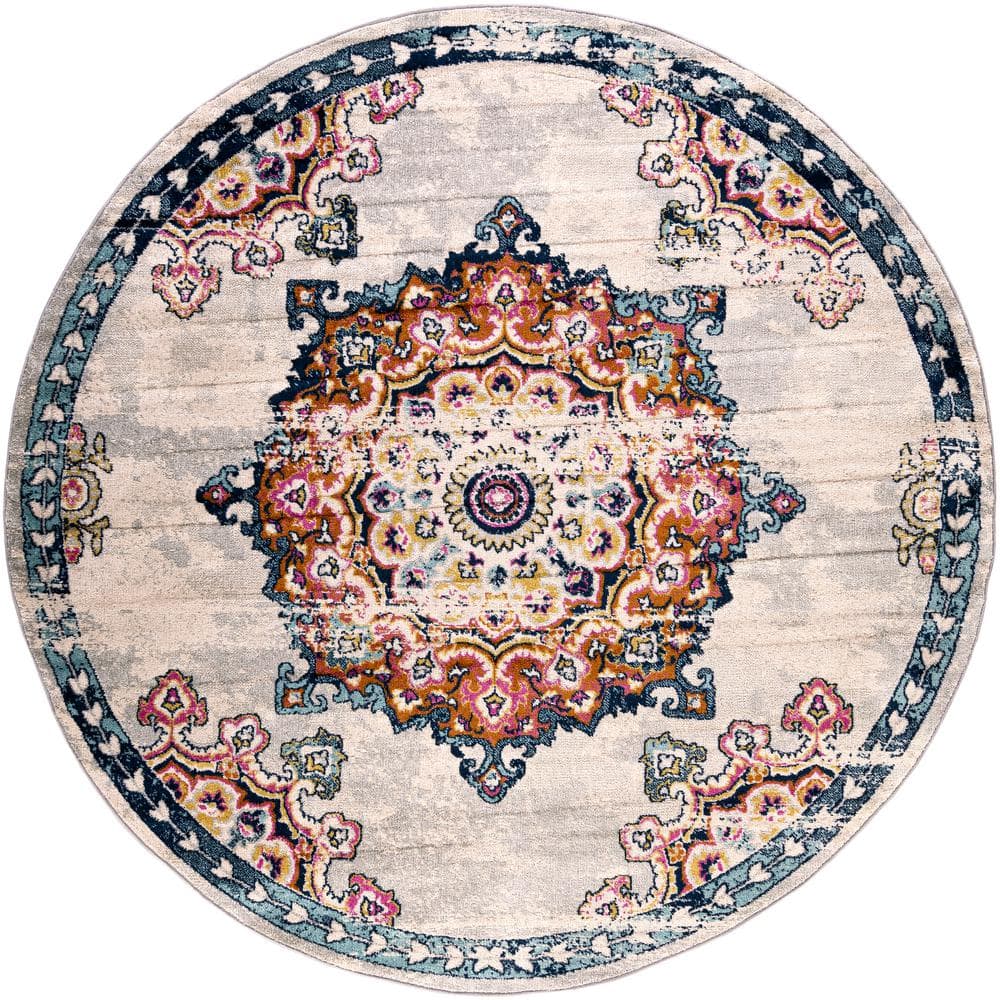 Artistic Weavers Quinn Saffron 5 ft. 3 in. x 5 ft. 3 in. Round Area Rug ...