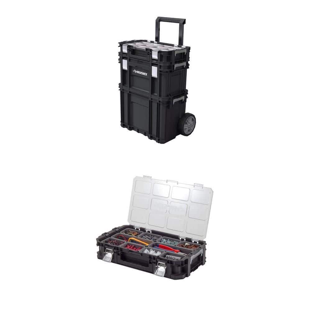 Husky 22 in. Rolling System Tool Box and Connect Stackable 10 ...