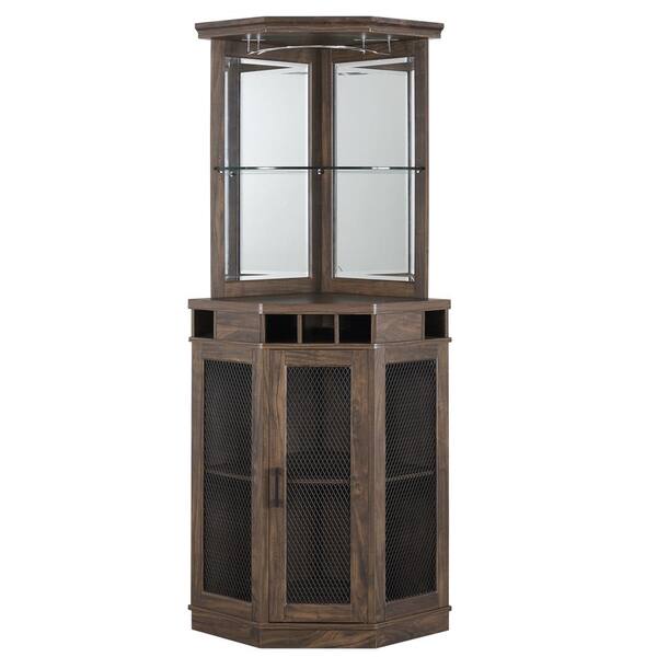 Home Source Industries Oak Corner Bar Unit DC02-OAK-HD - The Home Depot