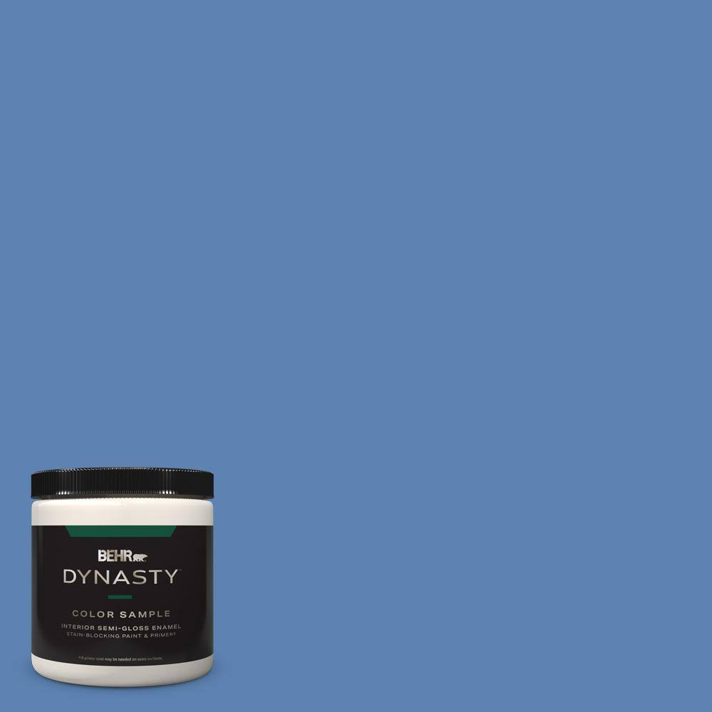 BEHR DYNASTY 8 oz. #PPU15-06 Neon Blue One-Coat Hide Semi-Gloss Enamel ...