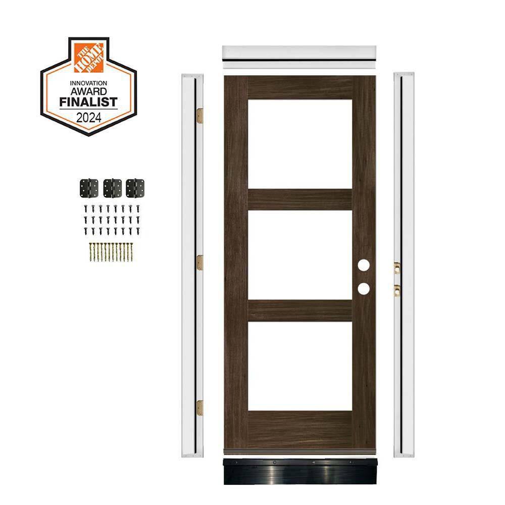 Krosswood Doors DIY 32 in. x 80 in. Modern Hemlock LeftHand 3-Lite ...