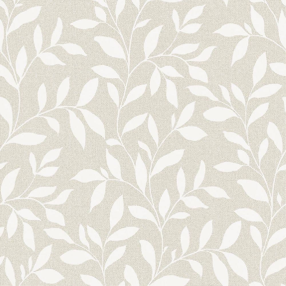 Utopia Collection Off-White Loose Leaf Matte Finish Vinyl on Non-Woven ...