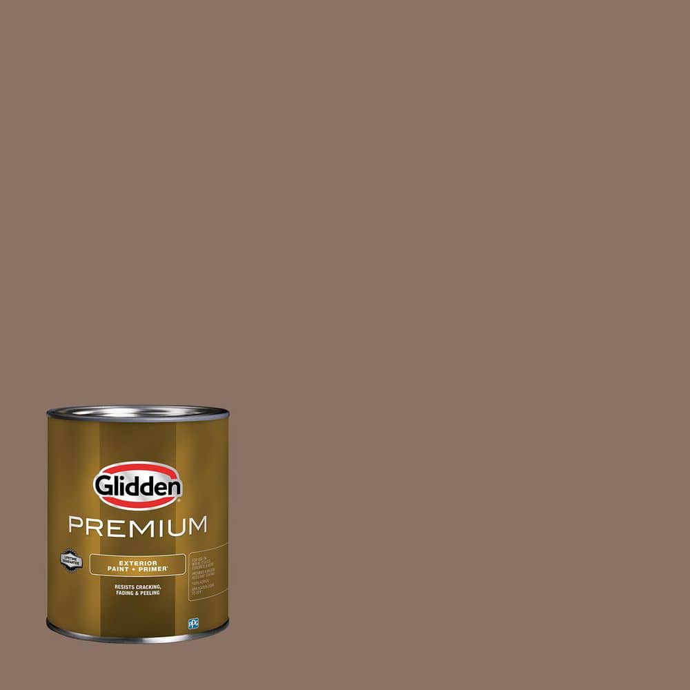Glidden Premium 1-qt. PPG1073-6 Derby Brown Satin Exterior Latex Paint ...