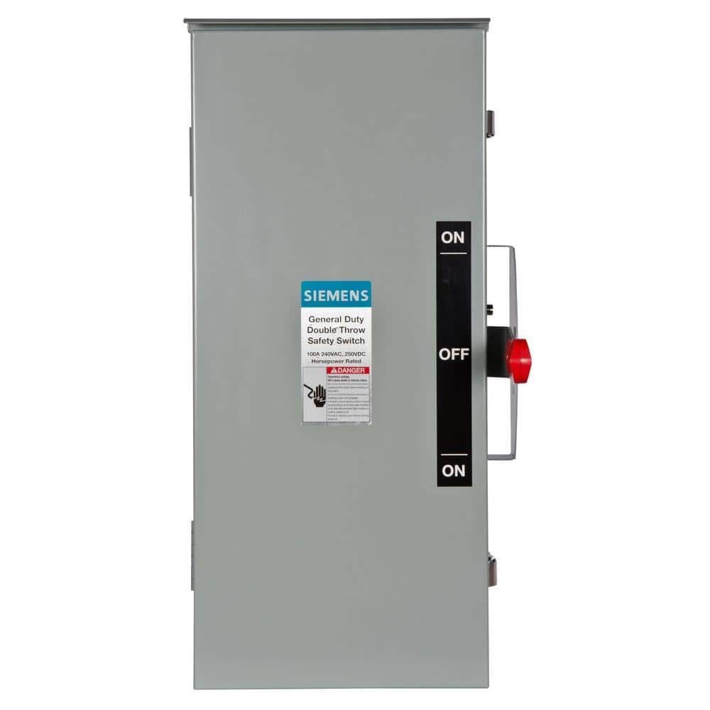 Siemens General Duty Double Throw 100 Amp 240-Volt 2-Pole Outdoor Non ...