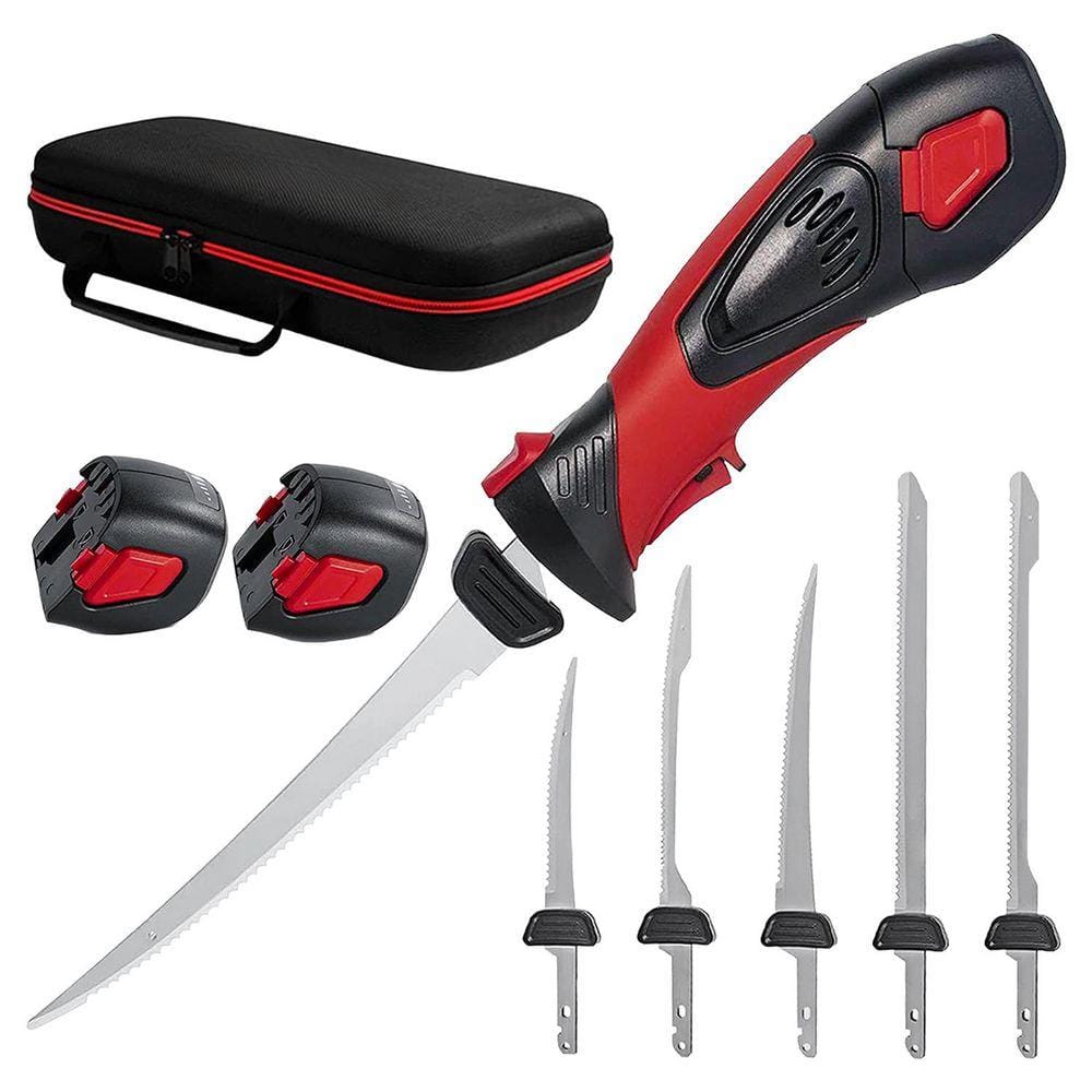 Lynzavix Cordless Electric Fillet Knife with 5 Ti-Nitride S.S. Coated ...