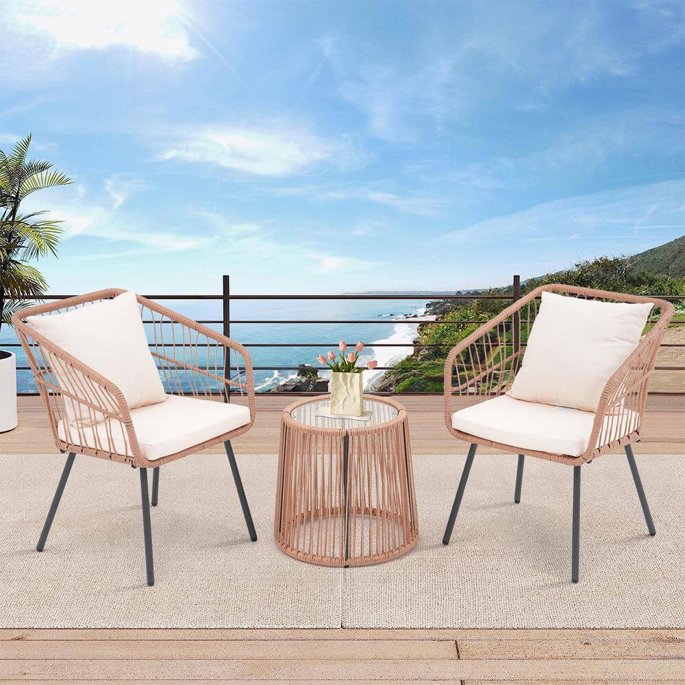 Freestyle 3-Piece Wicker Outdoor Bistro Set Patio Conversation Set with ...