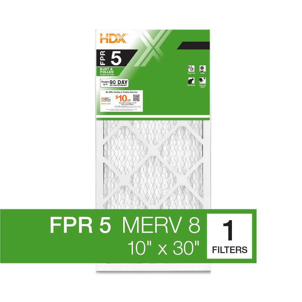 HDX 10 in. x 30 in. x 1 in. Standard Pleated Air Filter FPR 5, MERV 8 ...