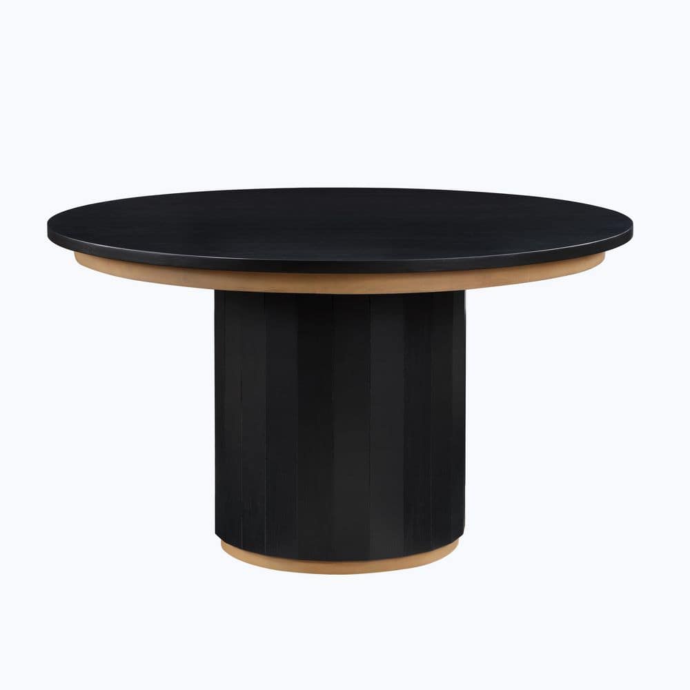 Steve Silver Magnolia Black Wood 52 in. Round Pedestal Dining Table ...