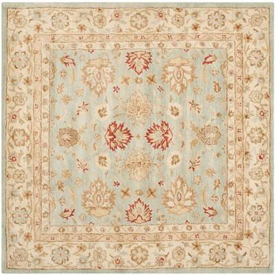 SAFAVIEH Antiquity Grey Blue/Beige 9 ft. x 12 ft. Border Area Rug ...