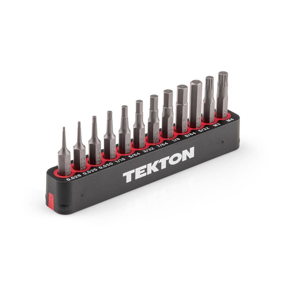 TEKTON 4 mm Hex/Triple Square Bit Set with Rail, 12-Piece (0.028-5/32 ...