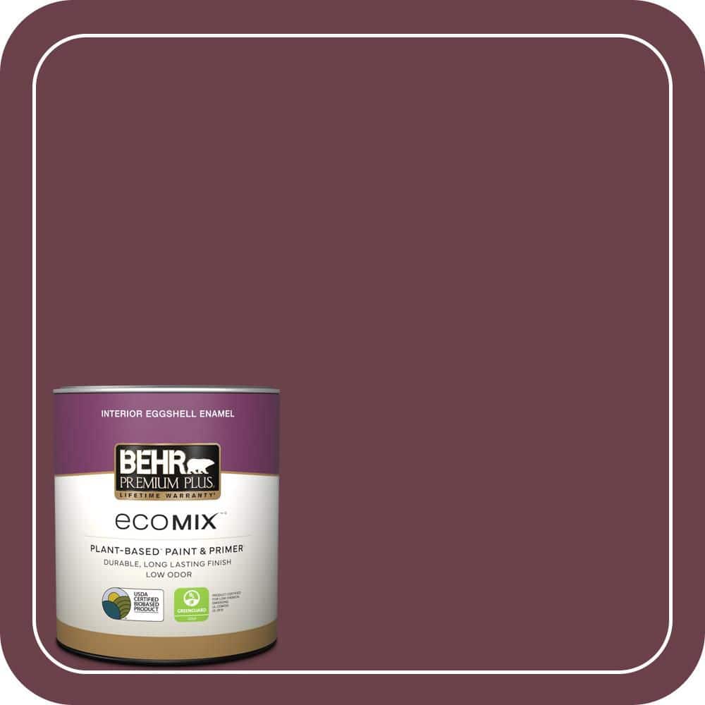 BEHR PREMIUM PLUS 1 qt. #110D-7 Vin Rouge Eggshell Enamel EcoMix Plant ...