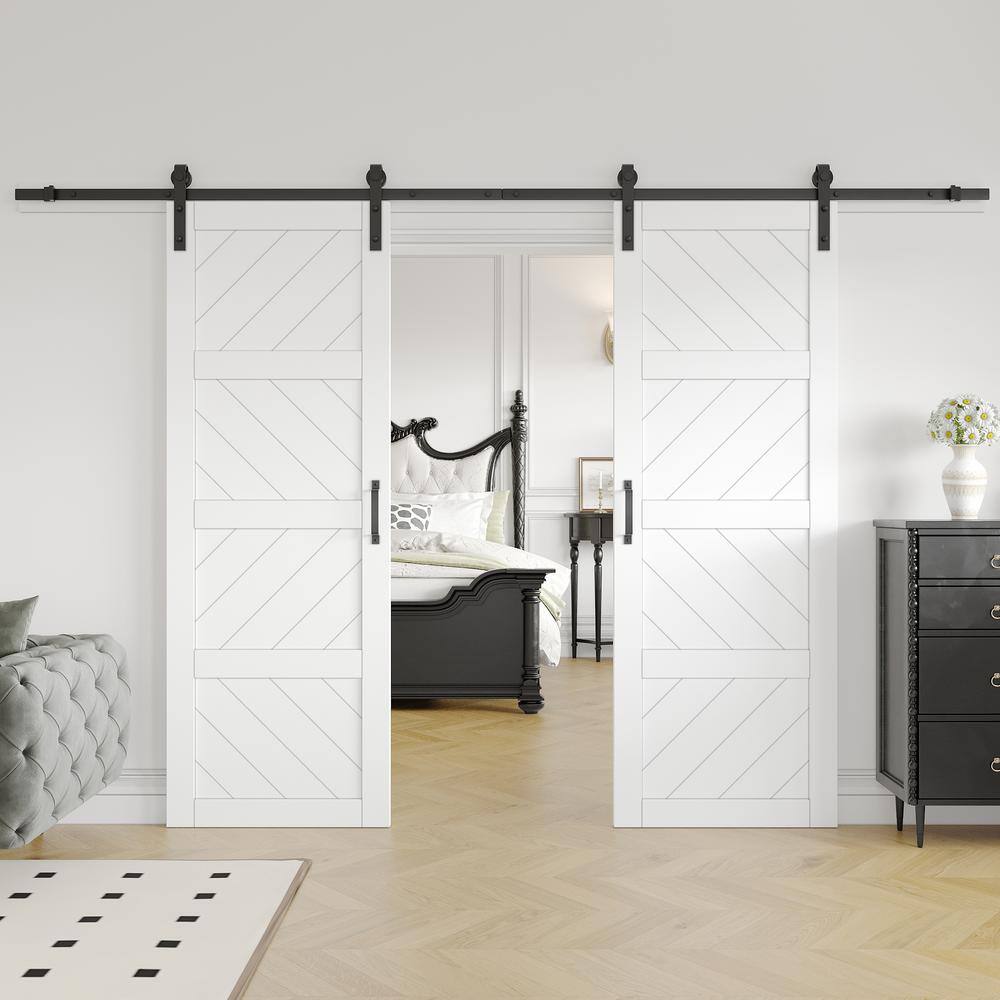 ARK DESIGN 60 in. x 84 in.（Two 30 in. Slabs）White 4 Lite Wave Shape ...