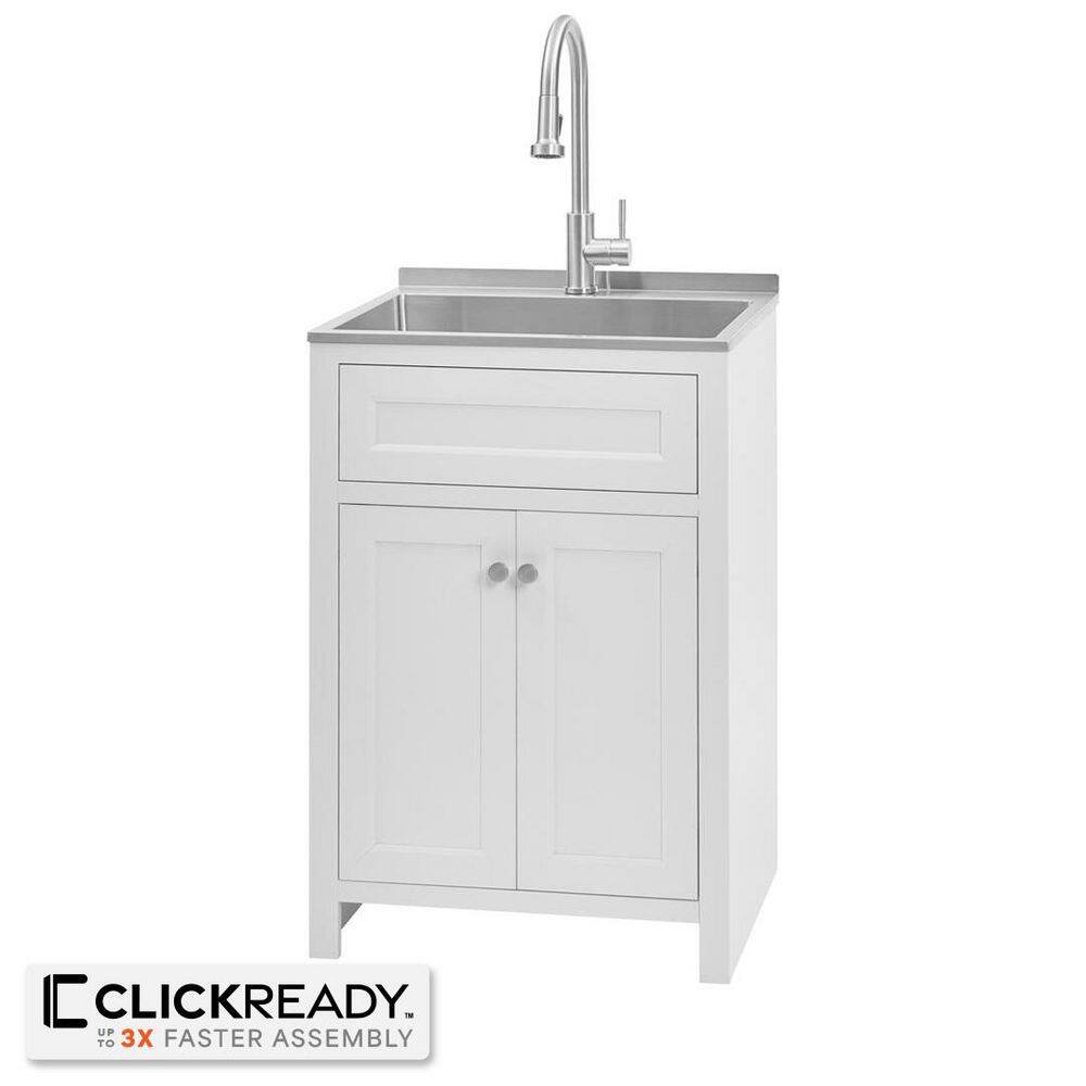 Glacier Bay 24 in. W Drop-In Laundry Sink with Faucet and Ready to ...
