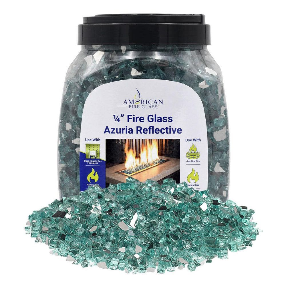 American Fire Glass 1/4 in. Azuria Reflective Fire Glass-10 lbs. Jar ...