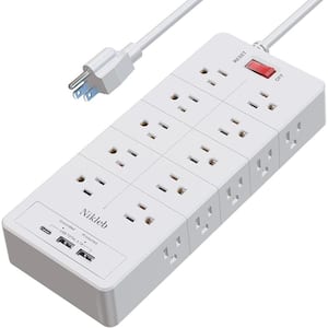 6 ft.. Heavy Duty Surge Protector Power Strip Extension Cord with 20 AC ...