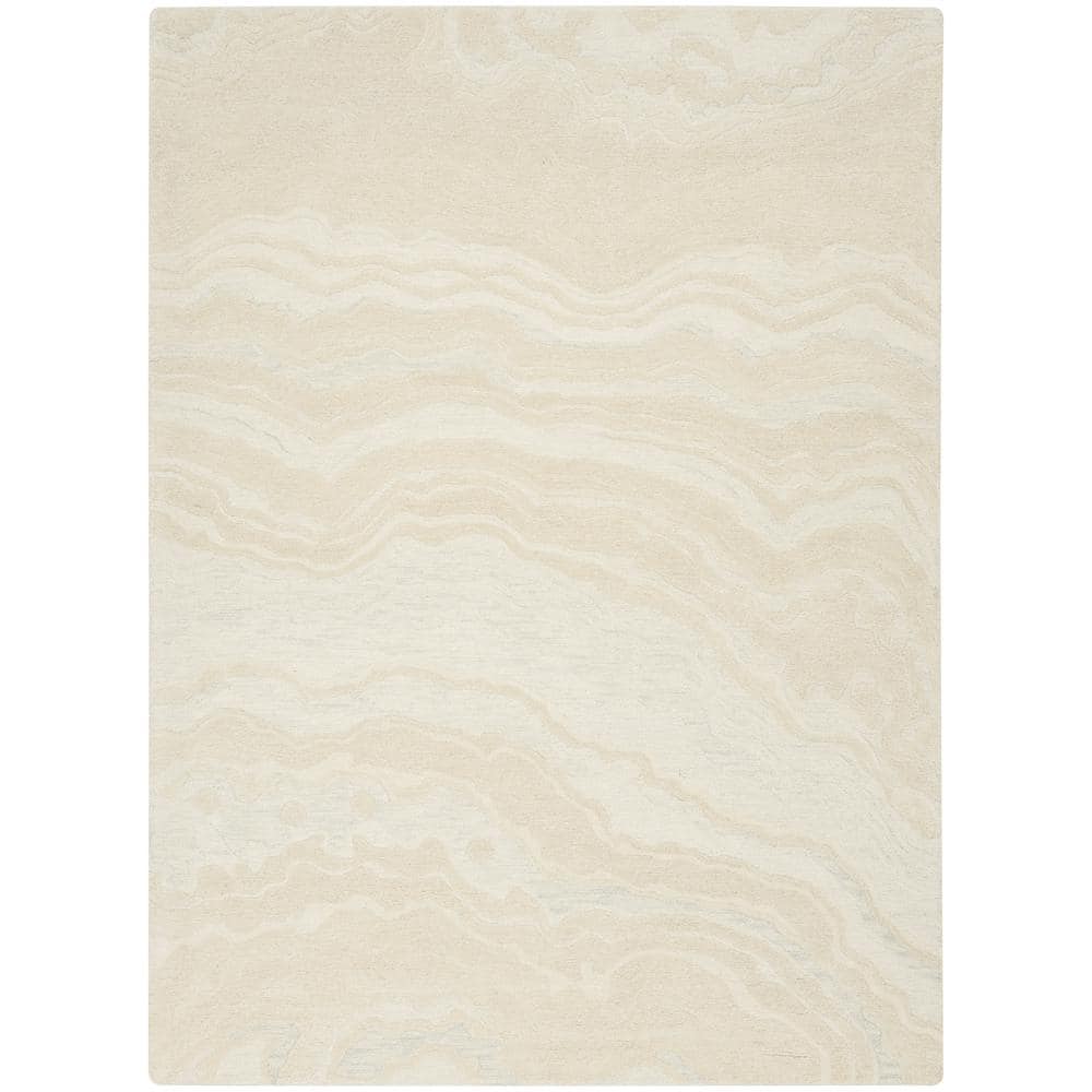 Nourison Graceful Ivory 9 ft. x 12 ft. Abstract Contemporary Area Rug ...