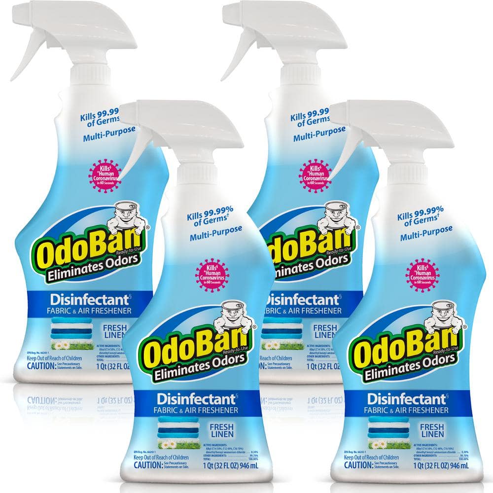 OdoBan 32 oz. Fresh Linen Multi-Purpose Disinfectant Spray, Odor Eliminator, Sanitizer, Fabric ...
