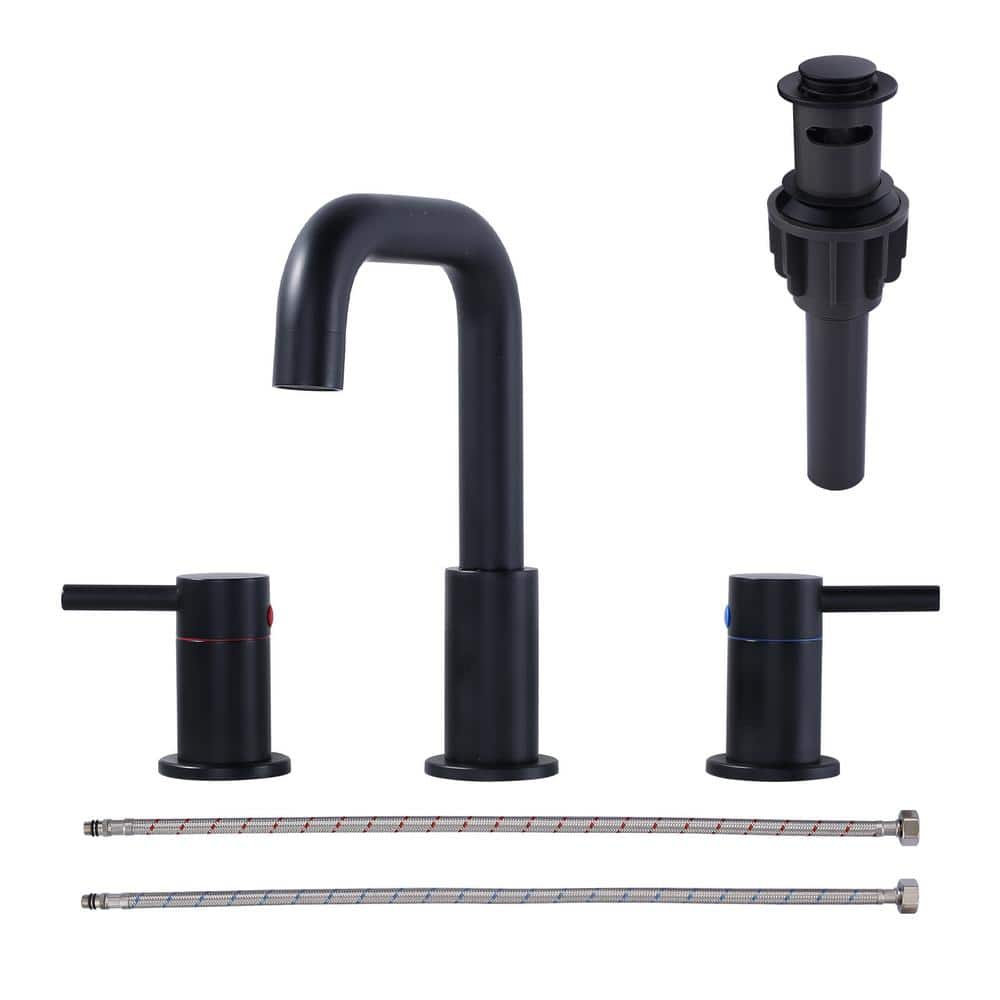 AVITAS 8 in. Widespread Double Handle Bathroom Faucet with Pop-Up Drain ...