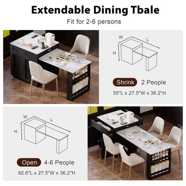 Extendable dining table 2 to 6 store