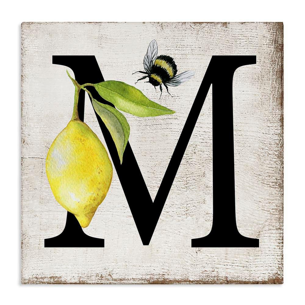 Stupell Industries Lemon & Bee M Letter by Creatif Belle Unframed ...