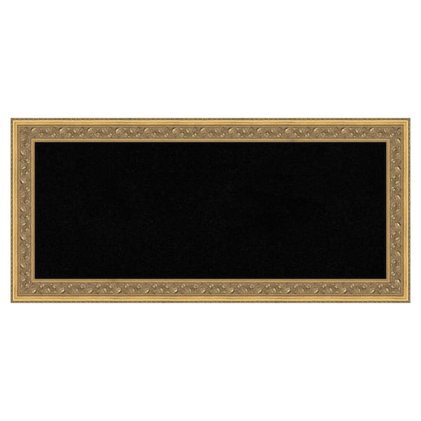 Amanti Art Carter Dark Gold 34 in. x 16 in. Wood Framed Black Cork Memo ...