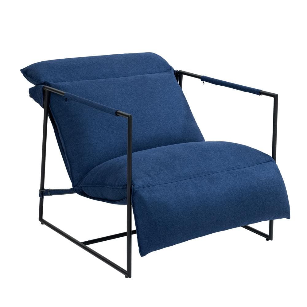 Uixe Blue Adjustable Headrest Height Sling Accent Armchair with Matte ...