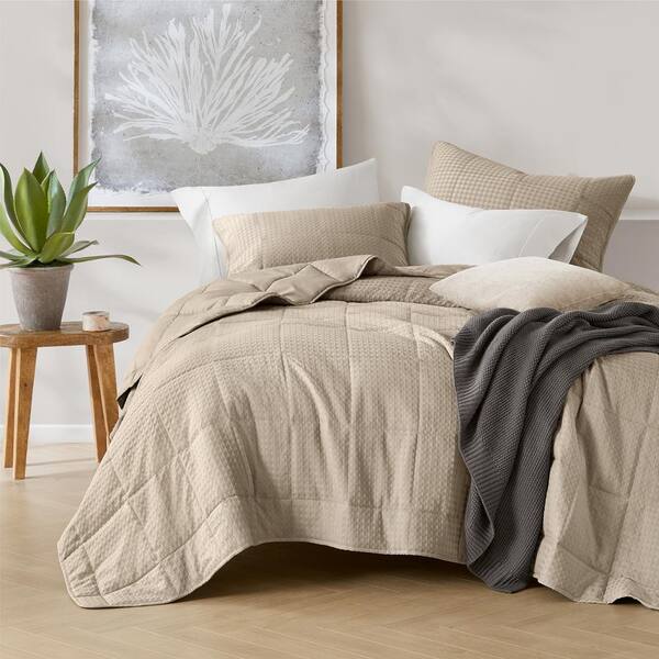 510 Design Mina 3-Piece Natural Waffle Weave Textured Polyester Full ...