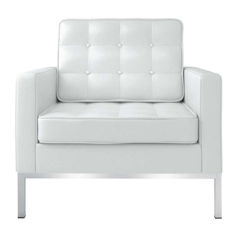 HomeRoots White Arm Chair Set of 1 with Tufted Cushions 2000520659 ...