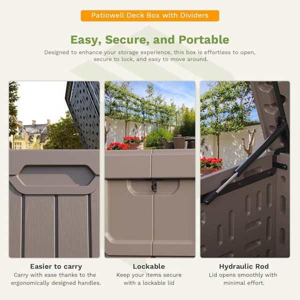 Patiowell 230 gal. Resin Outdoor Storage Deck Box in Brown PASB641-8 ...