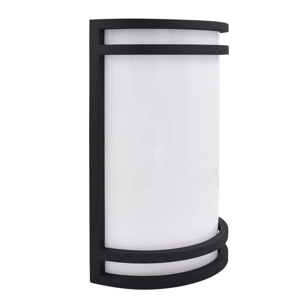 LUXRITE 10 in. Black Outdoor LED Wall Sconce Light Fixture 5CCT 2700K ...