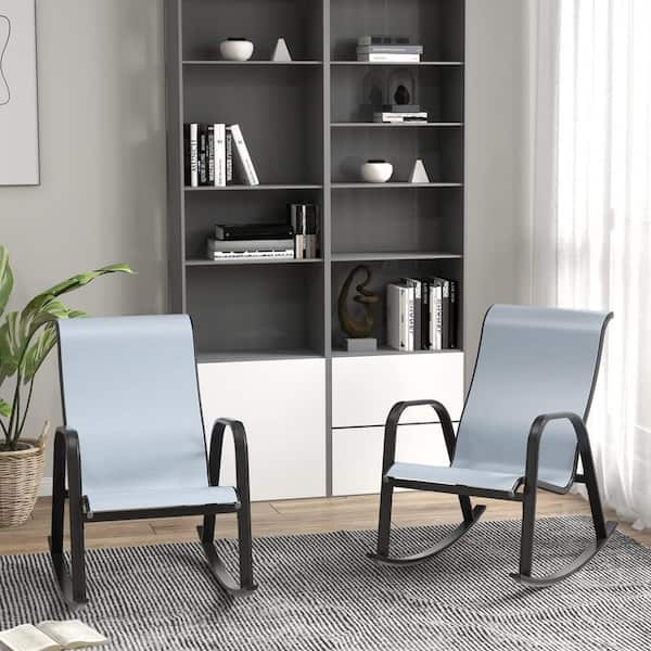 Grand Patio Blue Metal Outdoor Rocking Chair, Steel Rocker Seating ...