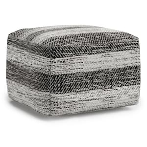 Simpli Home Clay Boho Square Pouf in Patterned Teal Melange Cotton AXCPF-07-TL - The Home Depot