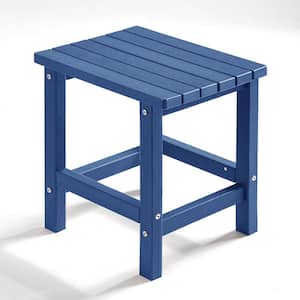 wikiwiki 17 in. Navy Blue 2-Tier Rectangular HDPE Outdoor Side Table ...