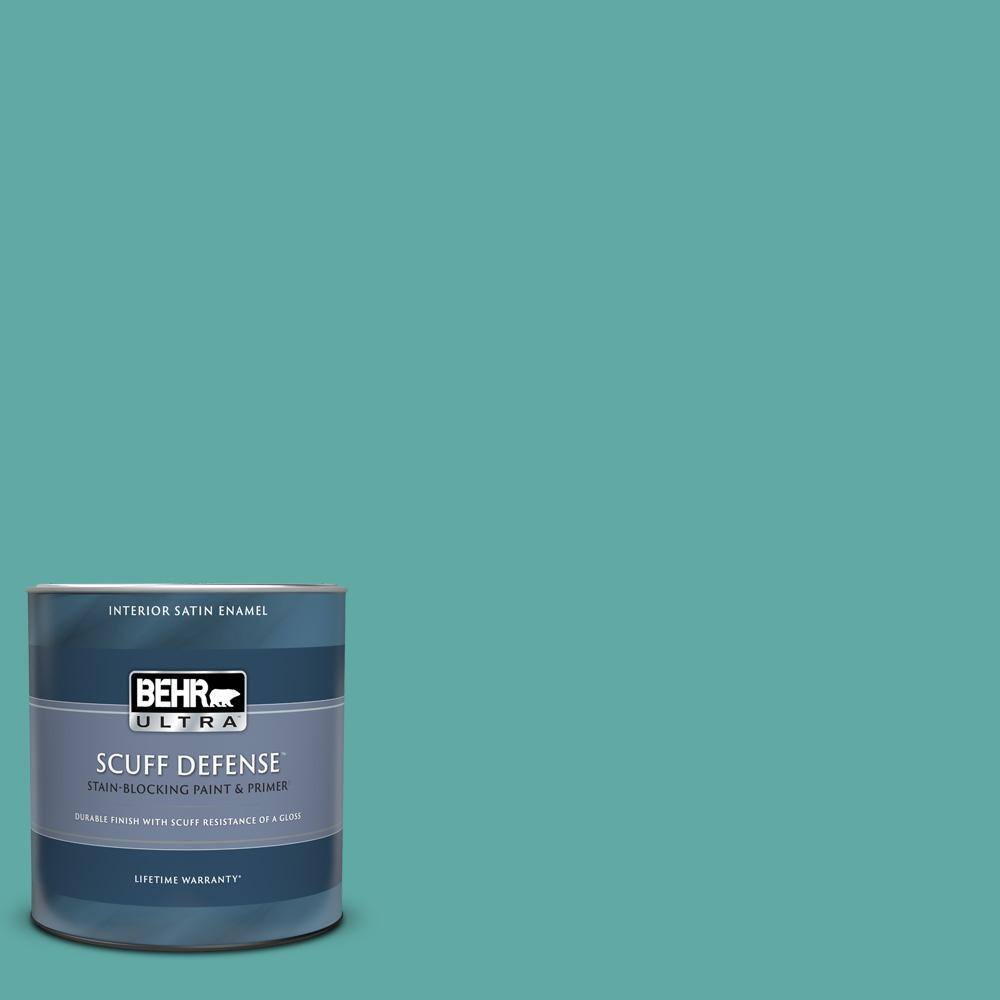 BEHR ULTRA 1 qt. #500D-5 Teal Zeal Extra Durable Satin Enamel Interior ...