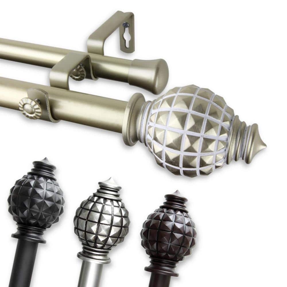 Rod Desyne Opal 160 in. - 240 in. 1 in. Dia Double Curtain Rod in ...