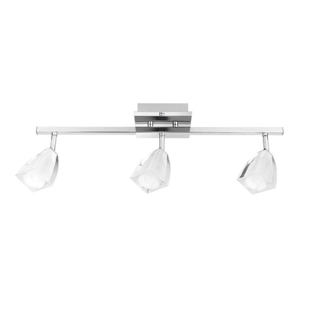Globe Electric 3-Light Chrome Track Lighting Kit with Frosted Glass ...
