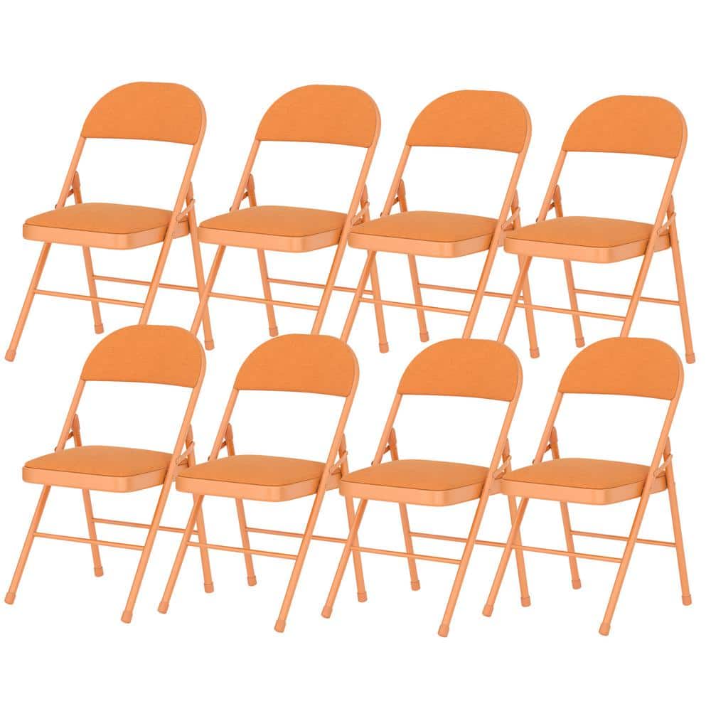 VECELO 8-Pack Padded Folding Chairs with Fabric Seat, Steel Frame ...