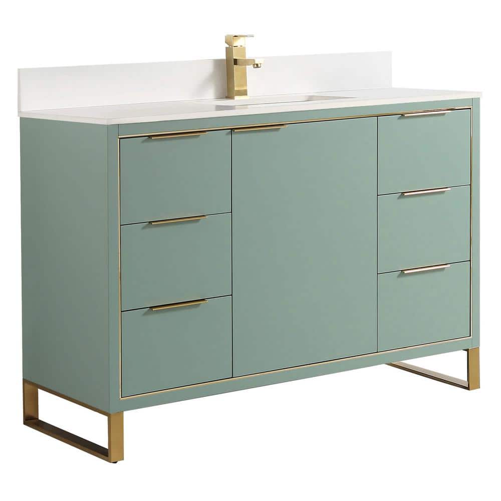 FINE FIXTURES Opulence 48 in. W x 18 in. D x 33.5 in. H Single Sink ...