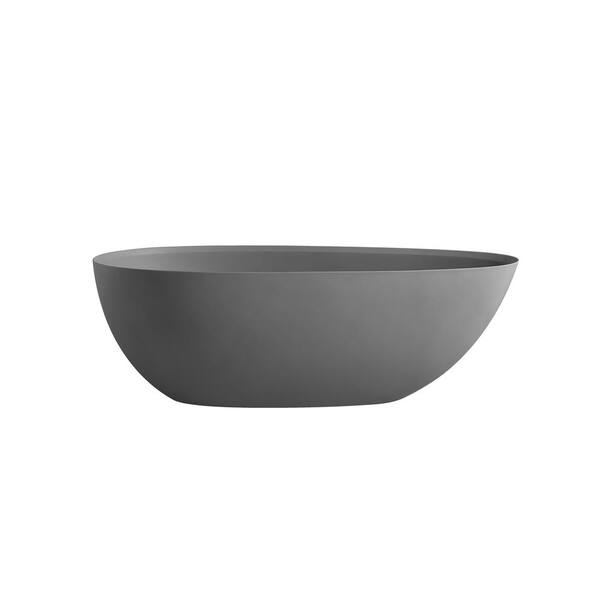 67 in. x 34 in. Soaking Bathtub with Reversible Drain in Gun Ash ...