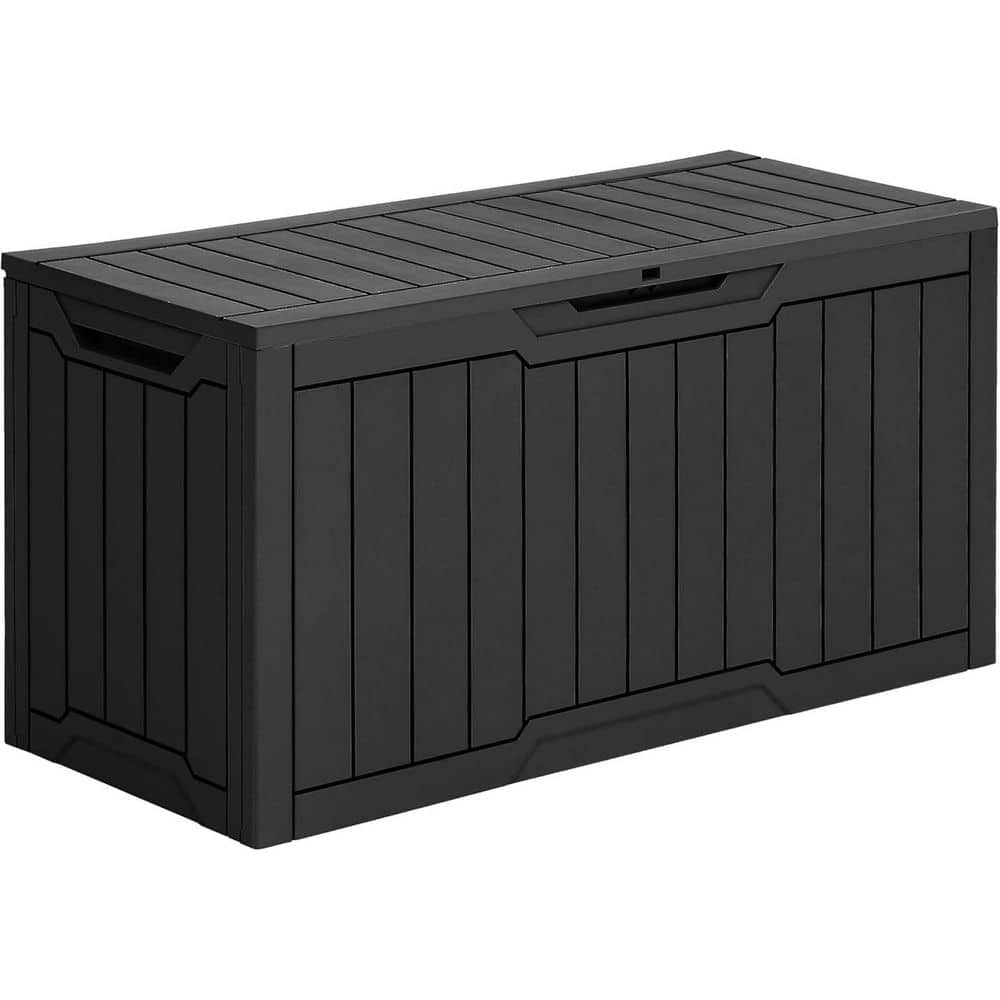 LuckByte 80 Gal. Black Waterproof Resin Lockable Outdoor Deck Box ...