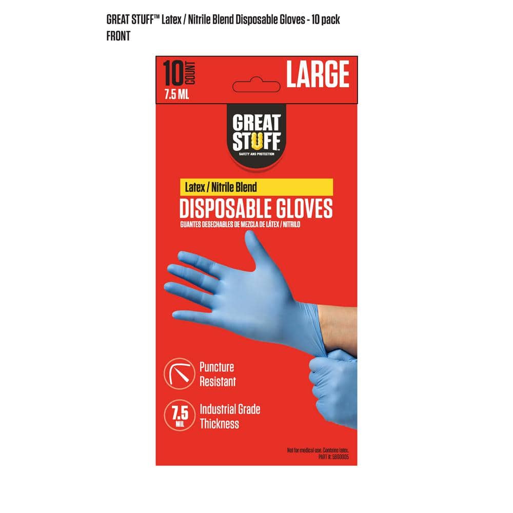 GREAT STUFF Disposable Large Latex Gloves in Blue (10-Pack) N/A - The ...