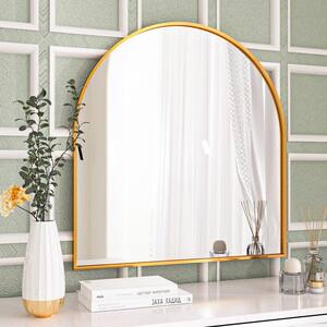 XRAMFY 32 in. W x 34 in. H Arched Black Modern Aluminum Alloy Framed ...