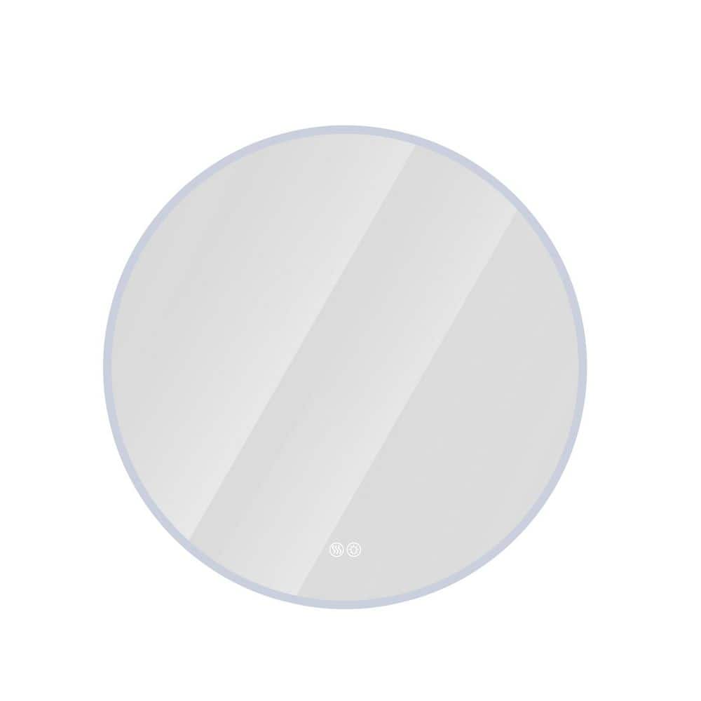 20 in. W x 20 in. H Round bathroom Vanity mirror with LED Light, Anti ...