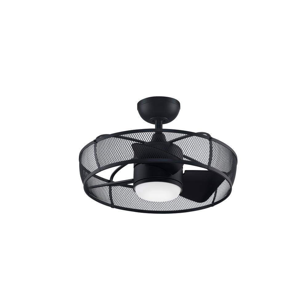 FANIMATION Henry 20 in. Integrated LED Indoor/Outdoor Black Ceiling Fan ...