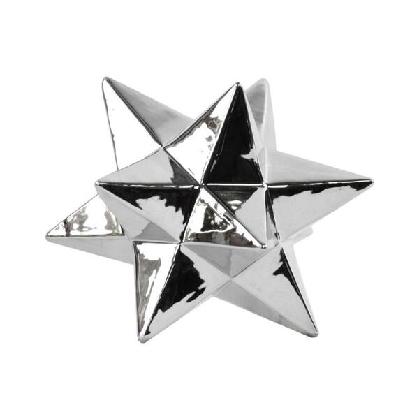 Benjara Silver Large 12 Point Star Shape Stellated Sculpture in Ceramic ...